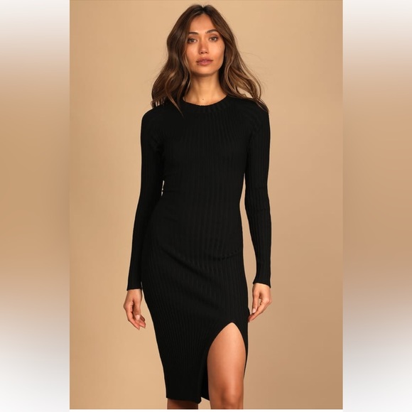 Lulus | Dresses | Cozy Twisted Ribbed Twistback Midi Sweater Dress ...